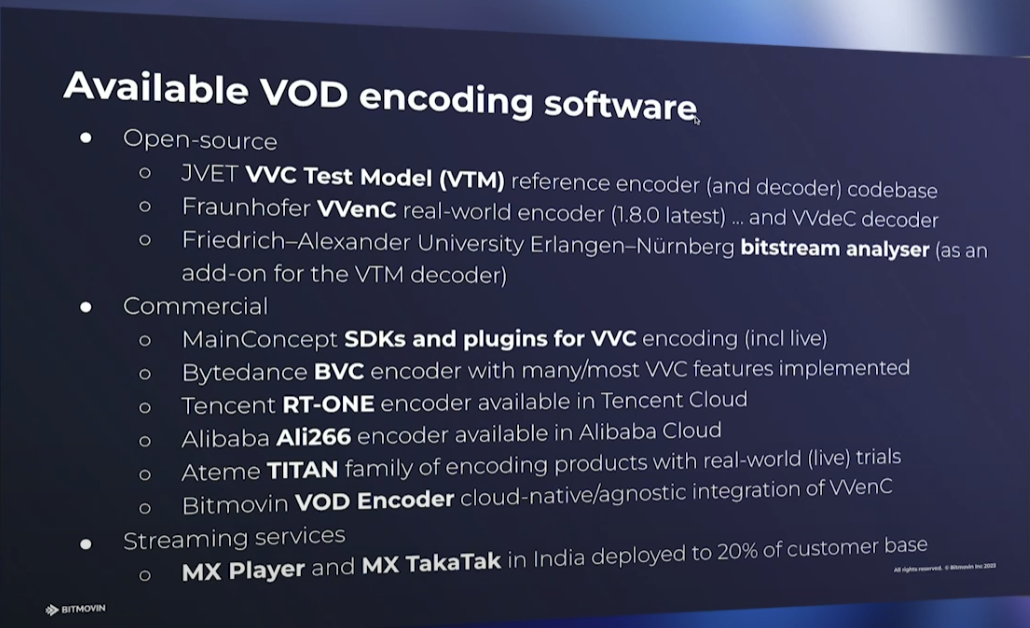 用于VOD的VVC编码 | Streaming Meida East 2023 - 实时互动网