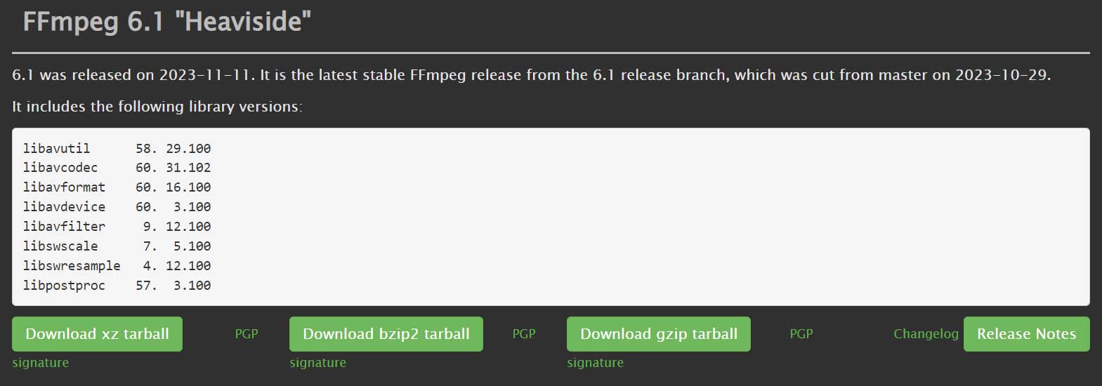 FFmpeg 6.1 “Heaviside” 发布 - 实时互动网