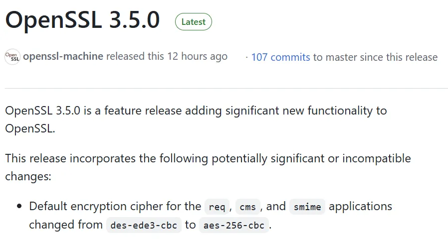 OpenSSL 3.5 LTS 发布，搭载服务器端 QUIC - 实时互动网